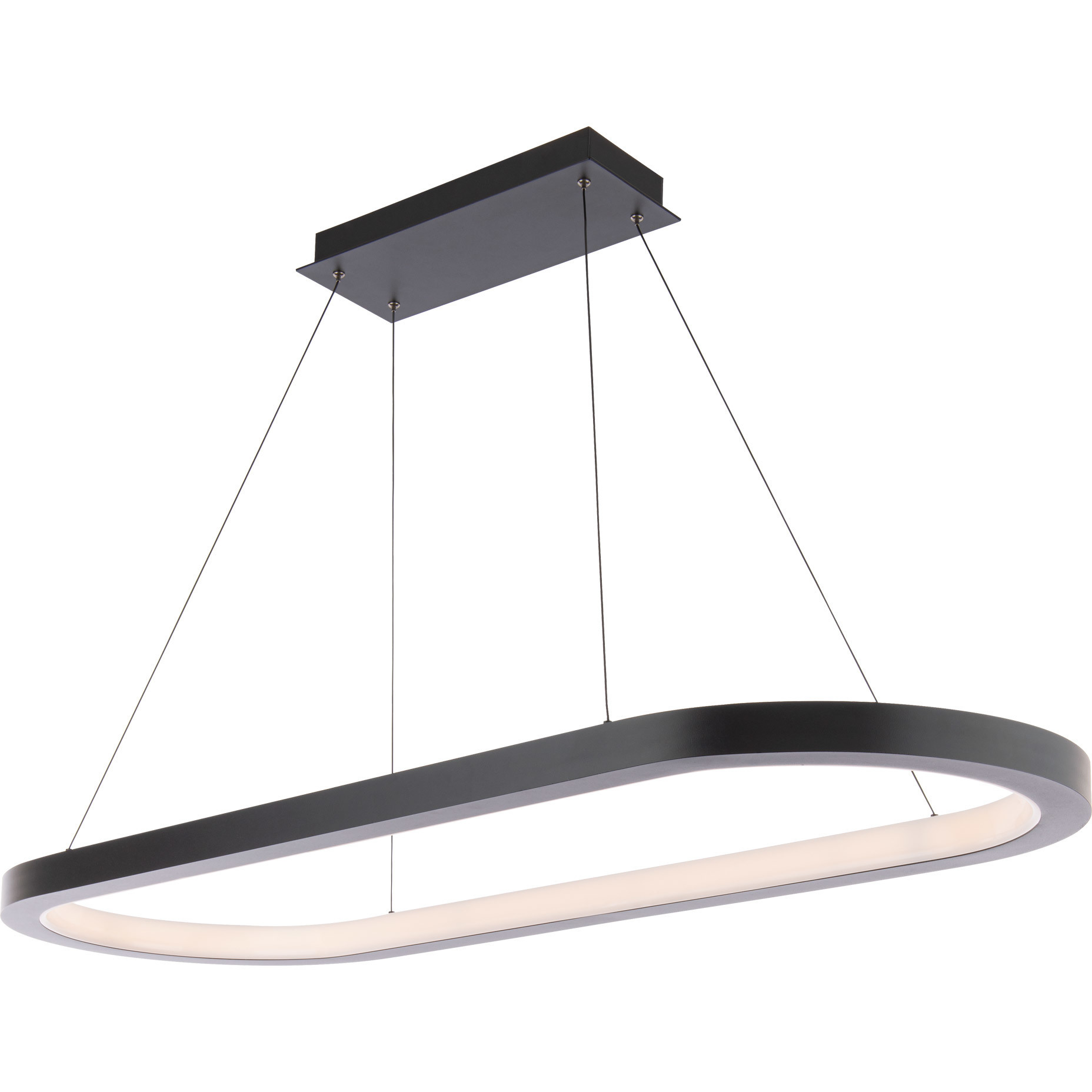Racetrack LED 17.38 inch Black Chandelier Ceiling Light in 2700K