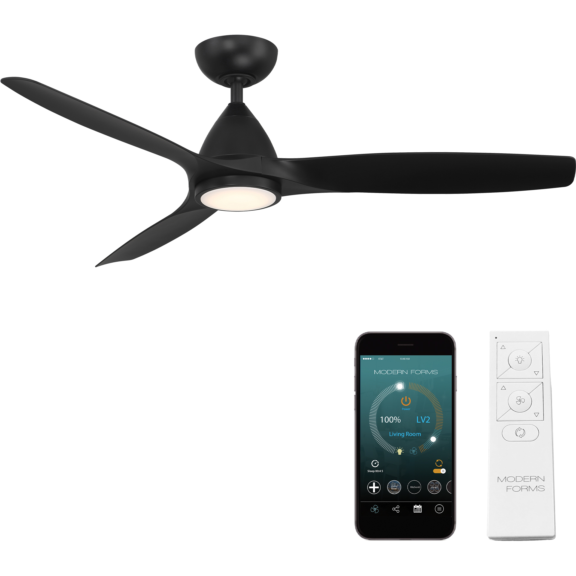 Modern Forms FR-W2202-54L-MB Skylark 54 inch Matte Black Downrod Ceiling Fan in 3000K